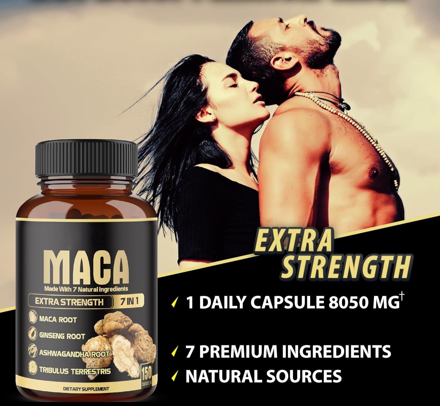 Extra Strength 7-in-1 Herbal Extracts Maca Root Blend for Male Vitalit