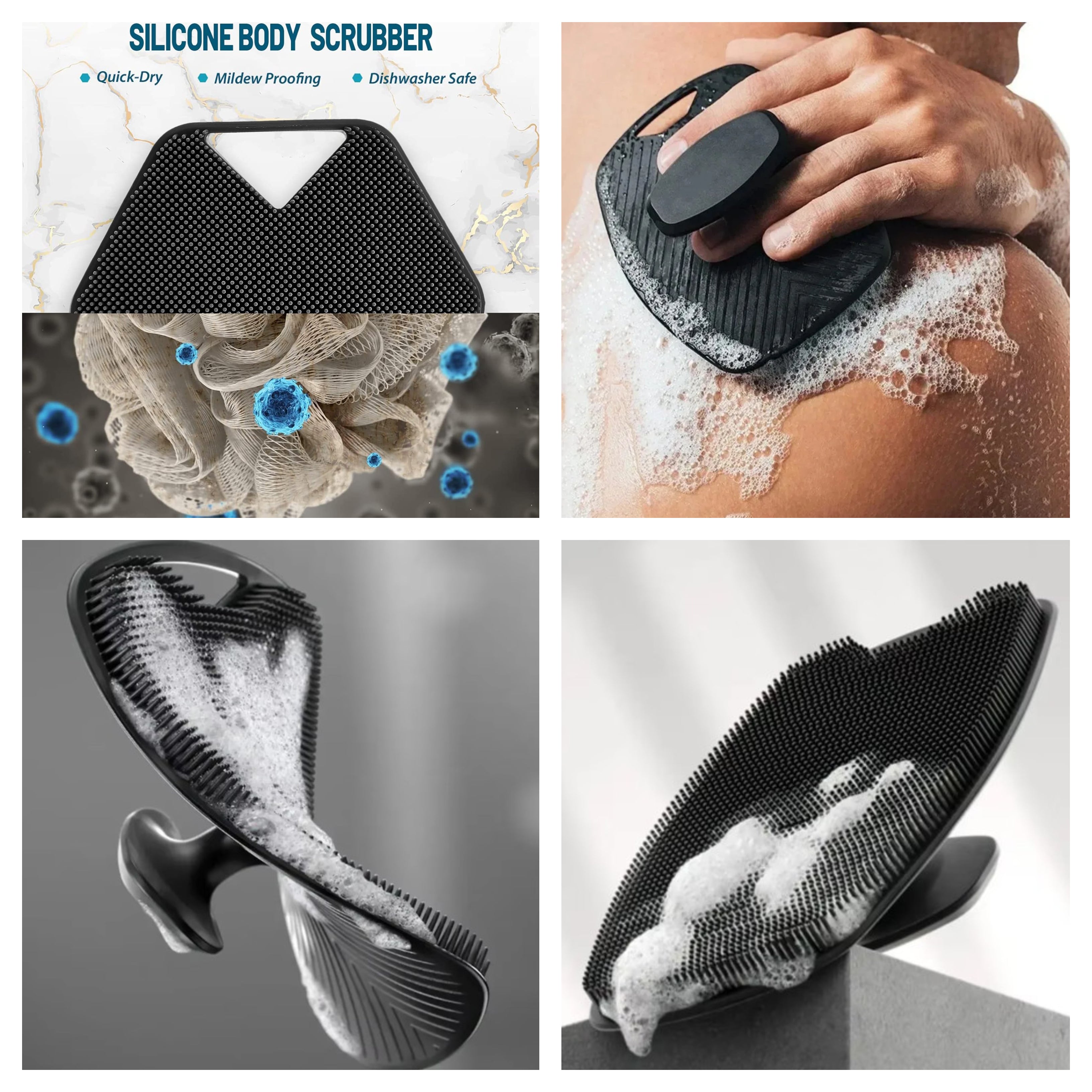Soft Medical Grade Silicone Body Shower Gentle Exfoliating Brush (2pcs