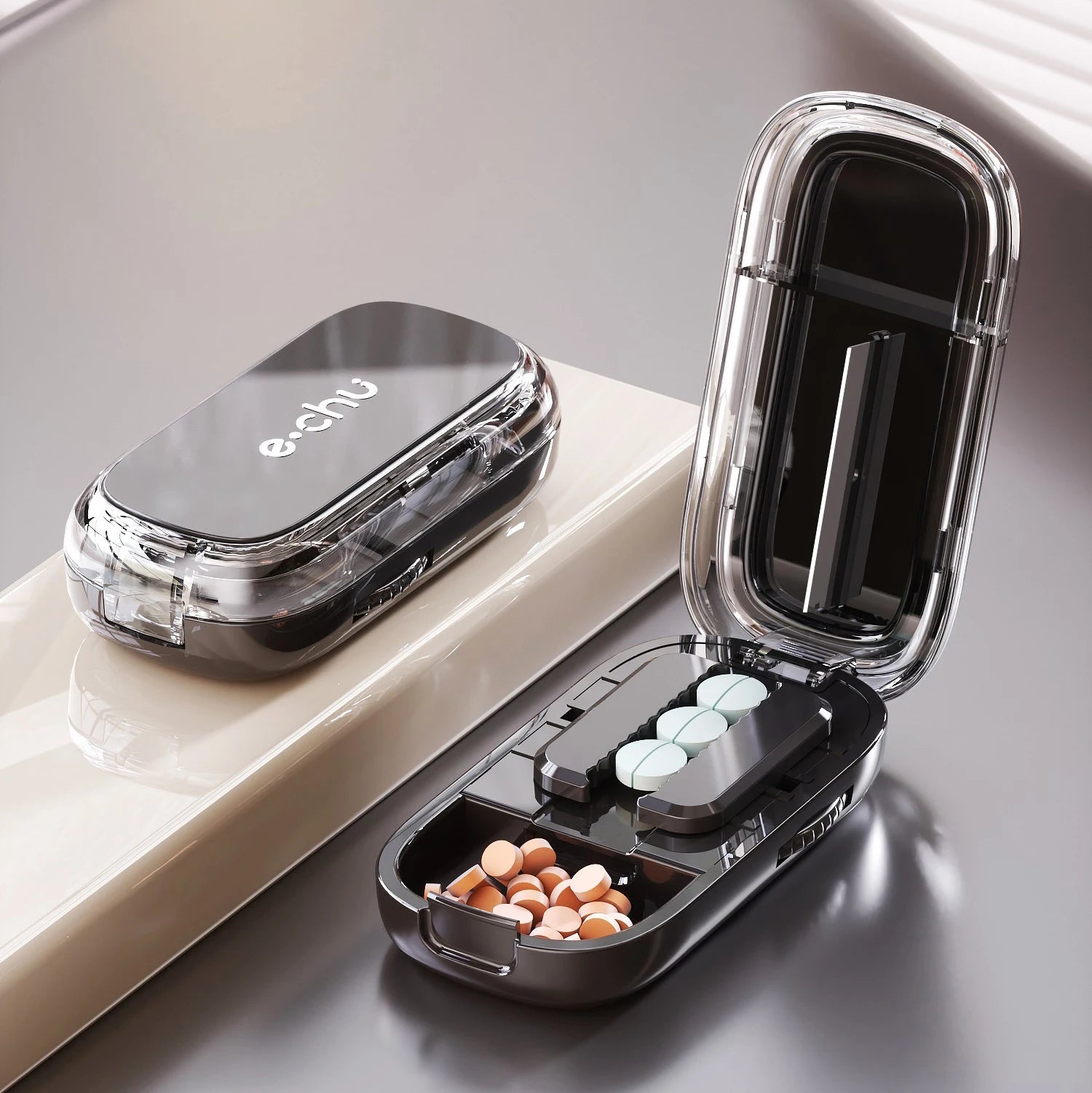 Japanese Smart Pills Splitter (Halved / Quartered) with Storage Organi