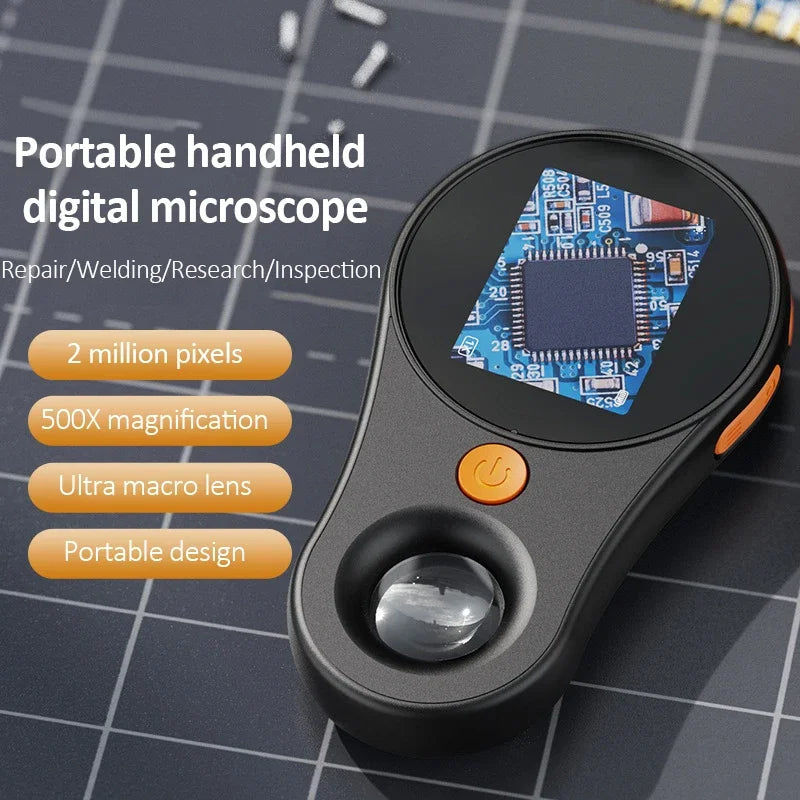 Digital Rechargeable Handheld 500X Magnification HD Microscope with LE