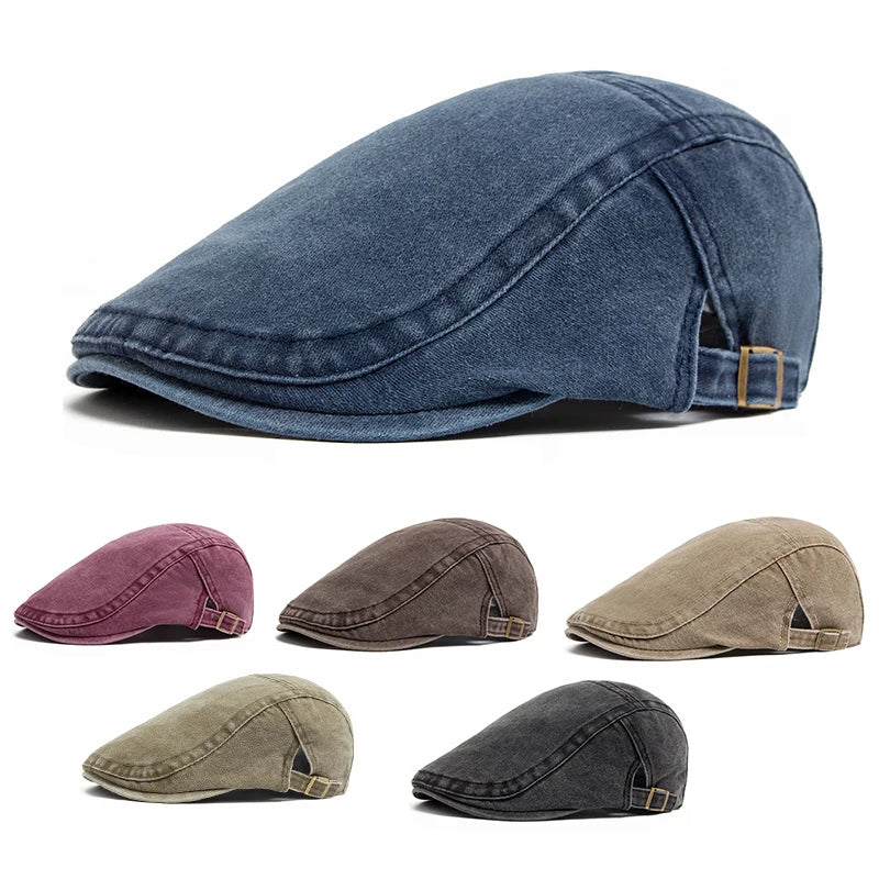Vintage Soft Cotton Breathable Lightweight Adjustable Fit Newsboy Cap