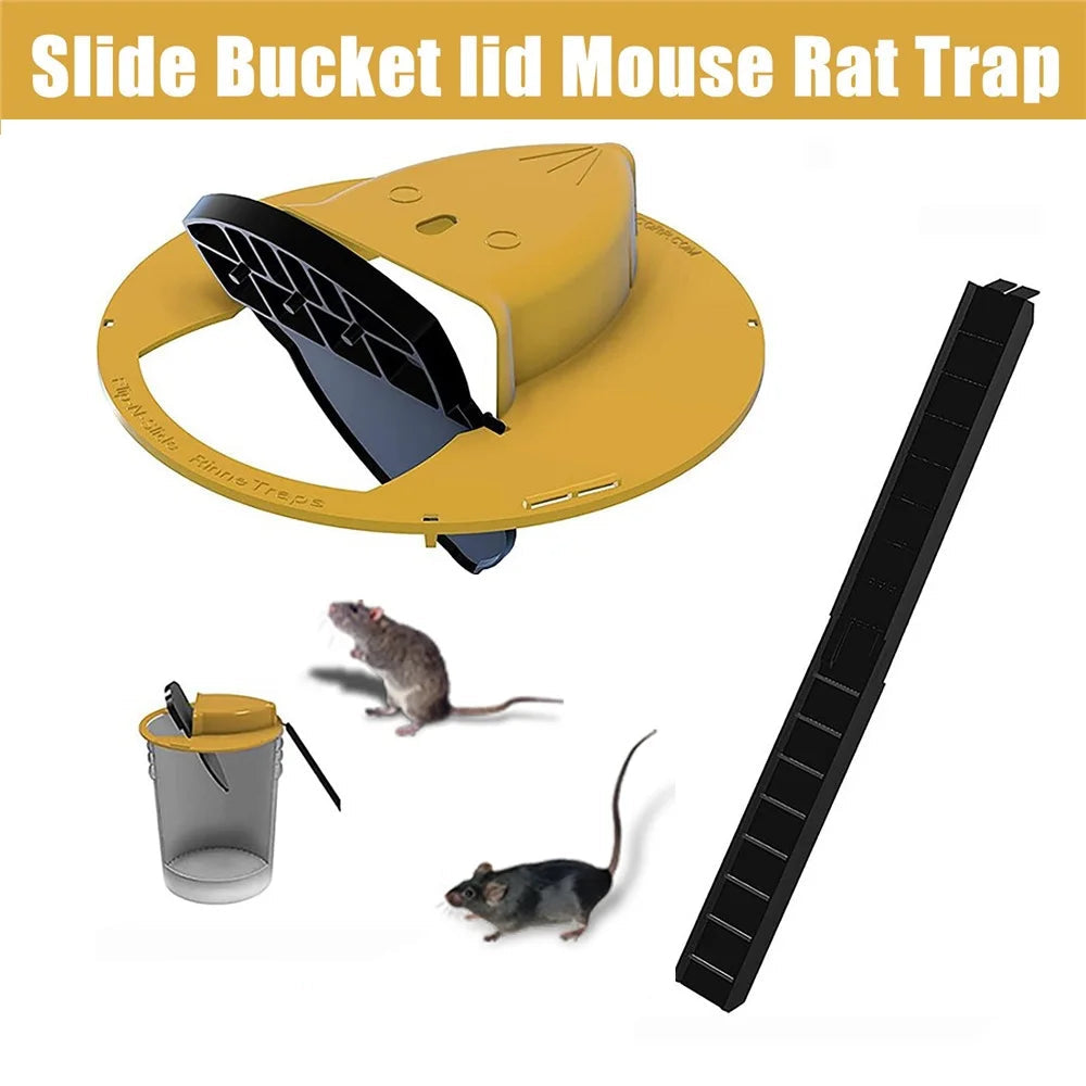CleanCatch No-Touch Humane Flip Lid + Ramp Bucket Mouse Trap